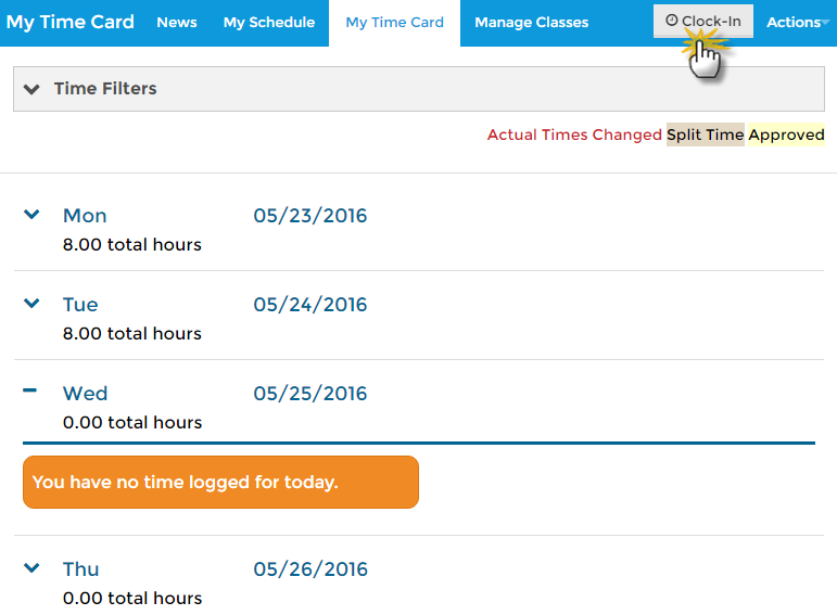 Staff Portal Time Entry - Clock In/Out Method | Jackrabbit Help Center