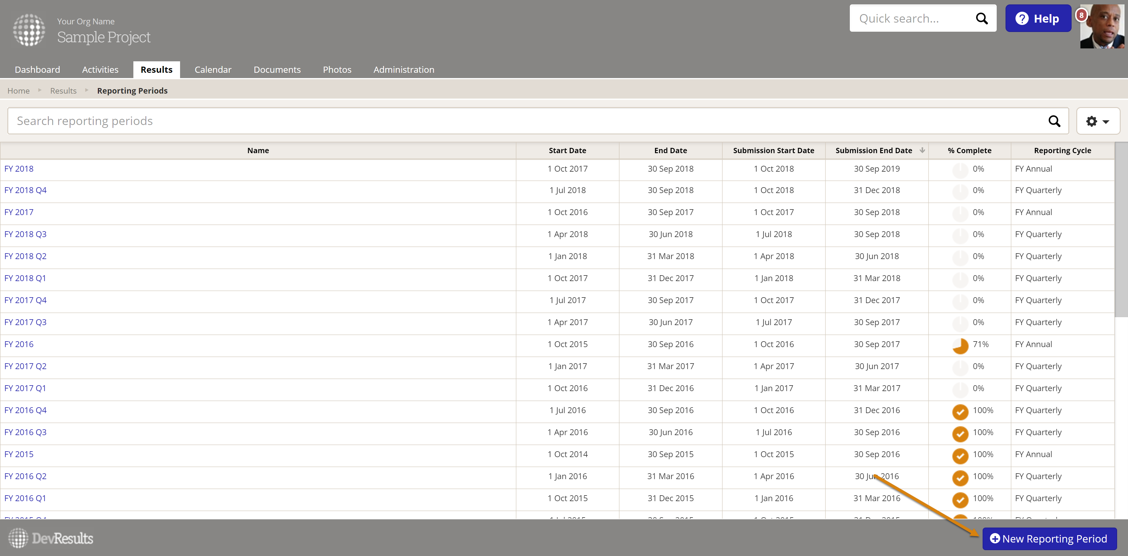 Define a Reporting Period | DevResults Knowledge Base