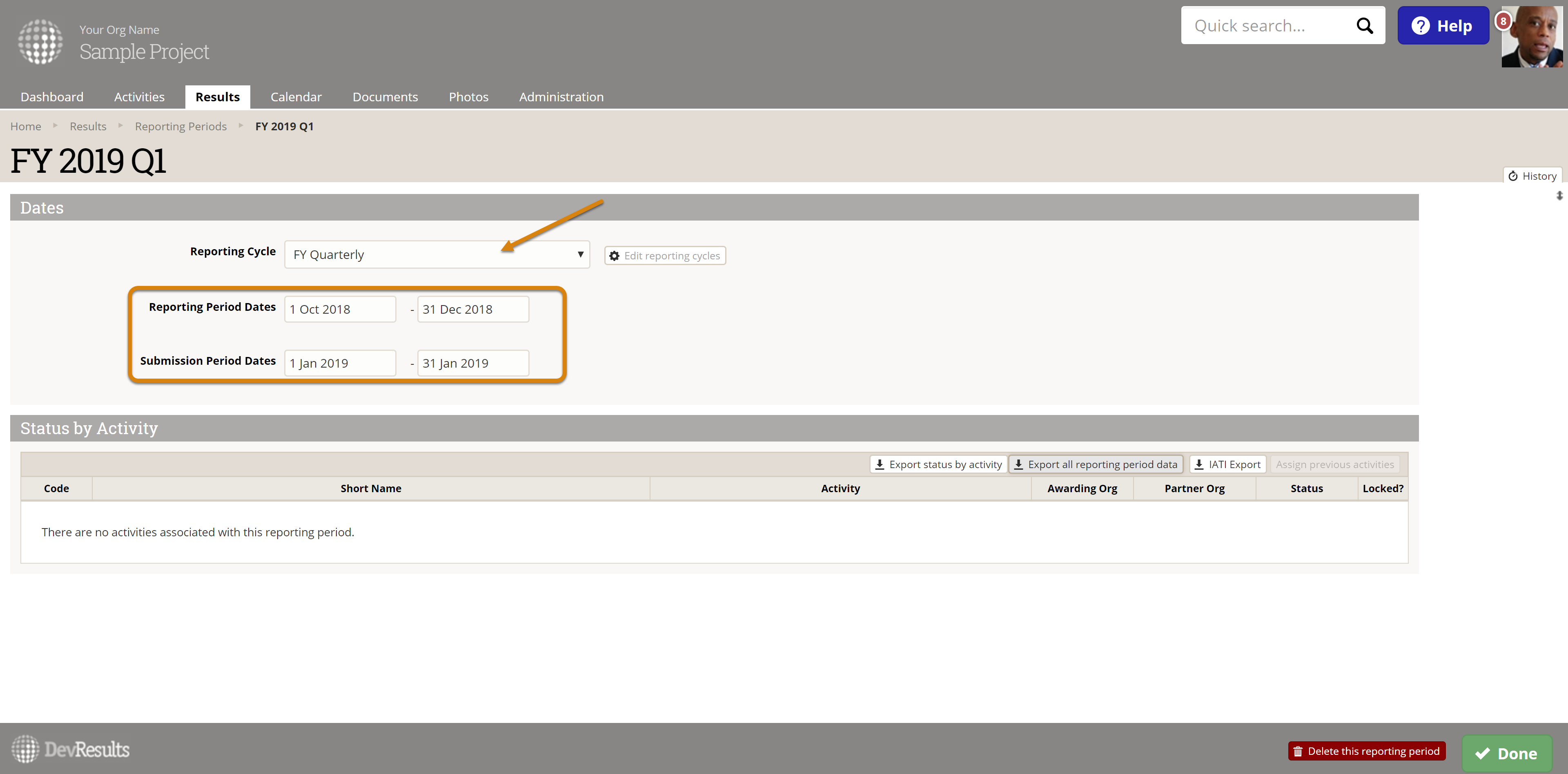 Define a Reporting Period | DevResults Knowledge Base