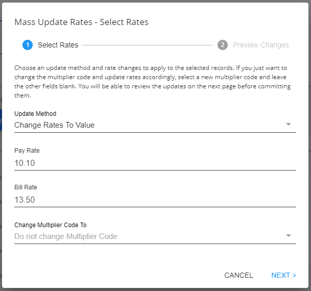 Beyond - Mass Update Rates | TempWorks Knowledge Base