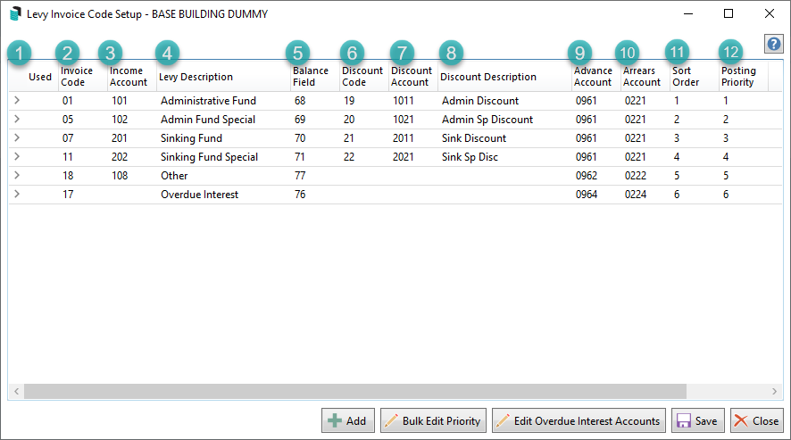 Levy Invoice Code Setup | Online Help