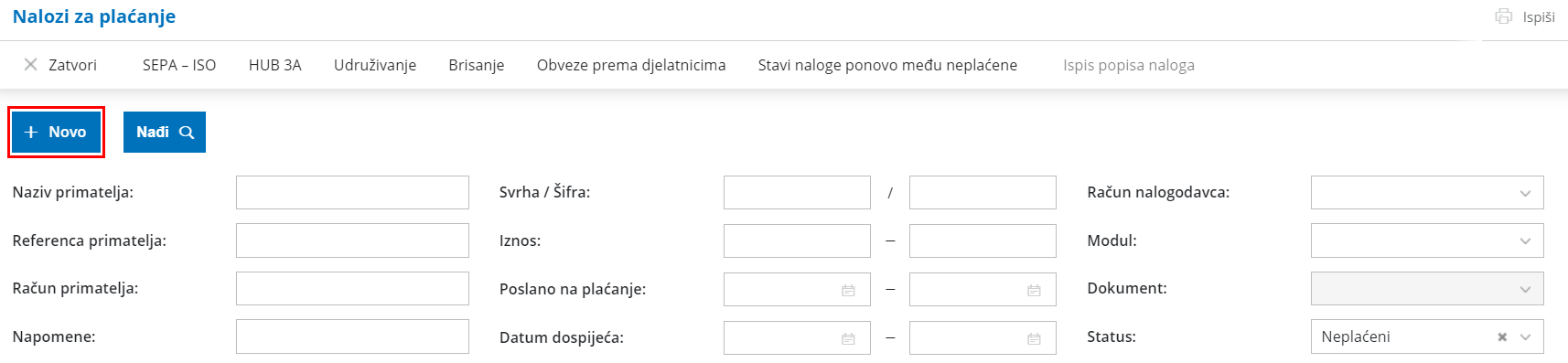 Nalozi za plaćanje | Minimax HR