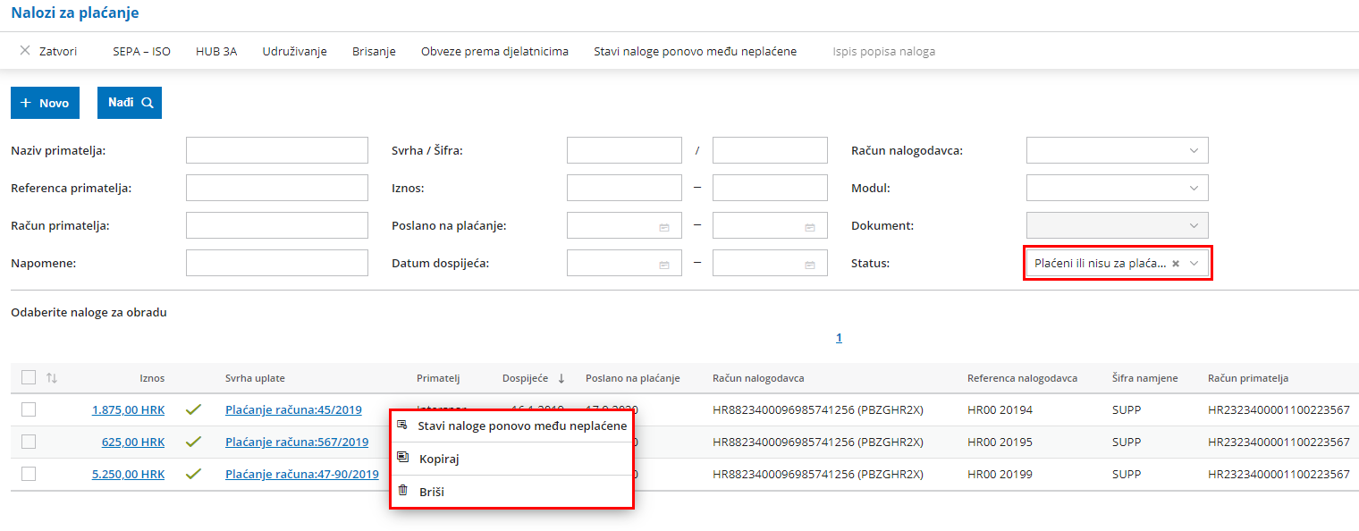 Nalozi za plaćanje | Minimax HR