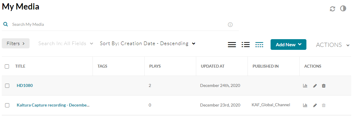 My Media | Kaltura Knowledge Center