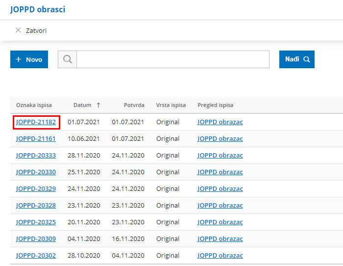 Storno JOPPD obrasca | Minimax HR