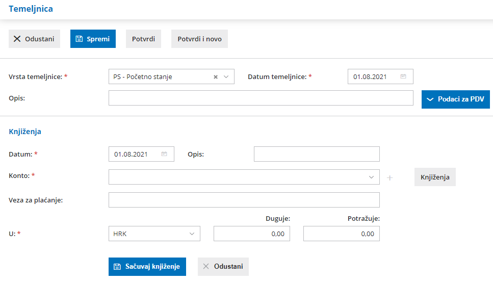 Temeljnica početnog stanja i ručno knjiženje prometa | Minimax HR