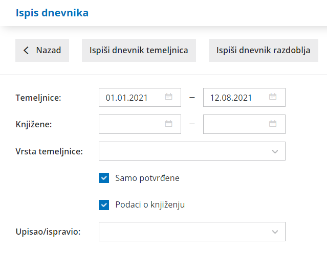 Kako mogu provjeriti broj knjiženja i temeljnica za određeno razdoblje ...