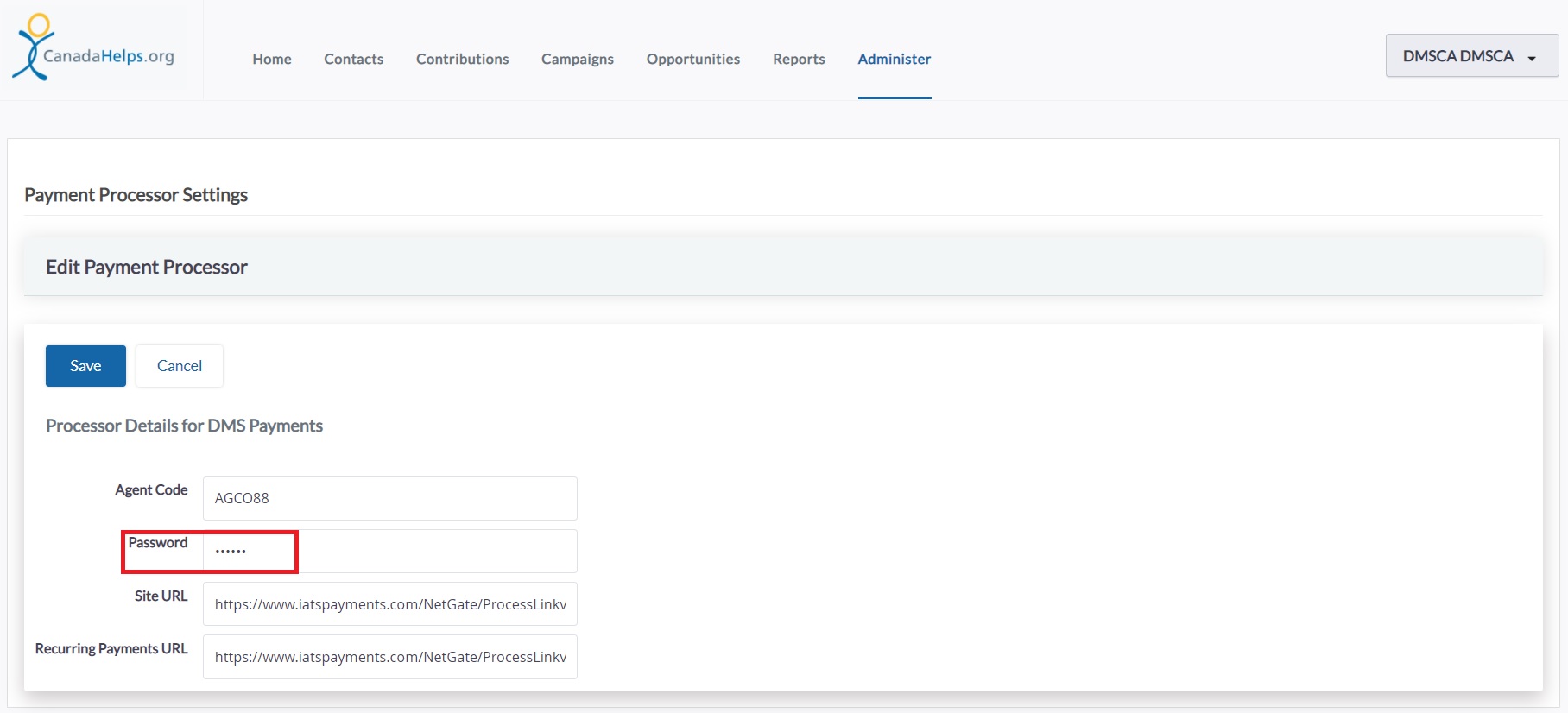Changing Your Payment Processor Password in the DMS | Help for Charities