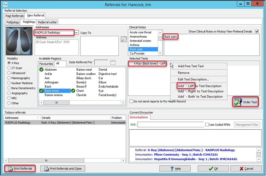 Write a radiology referral | zedmed