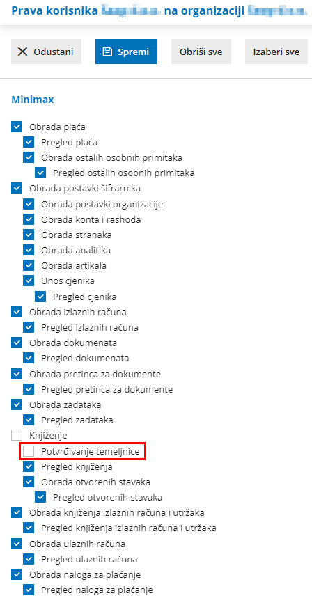 Prava korisnika i "zaključavanje" temeljnica | Minimax HR