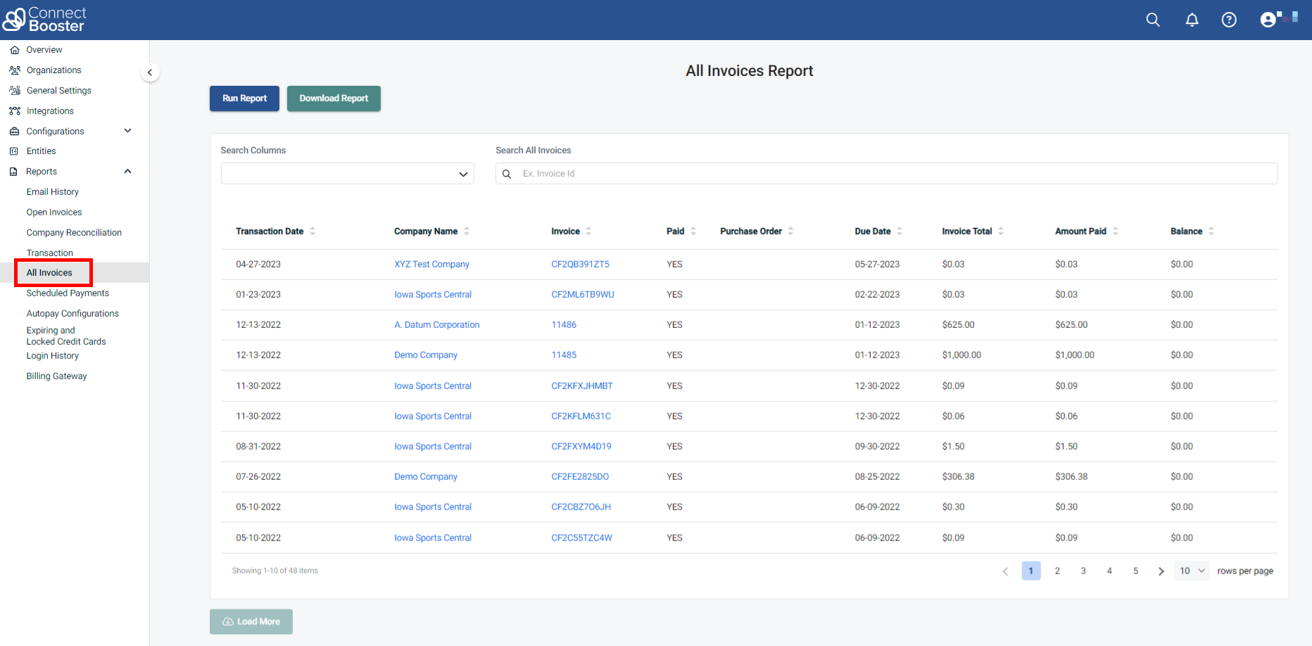 All Invoices Report | ConnectBooster Support