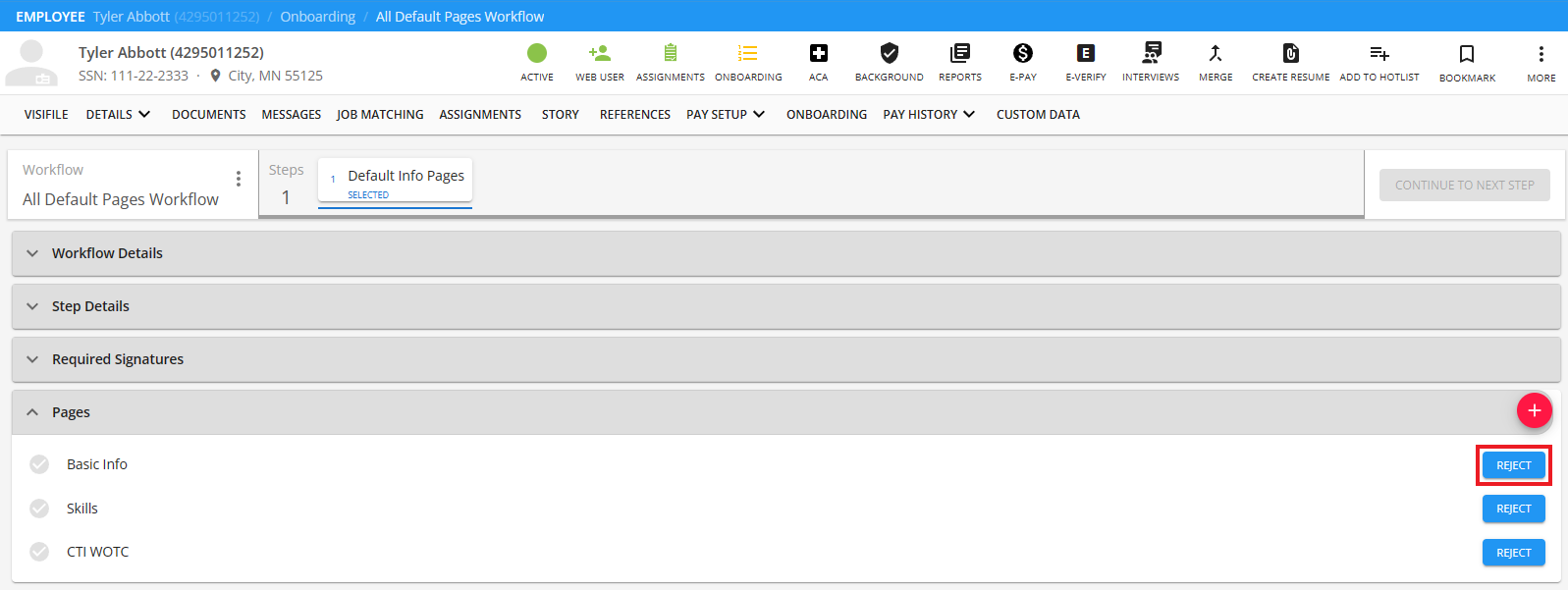 Beyond - How to Reject HRCenter Pages | TempWorks Knowledge Base