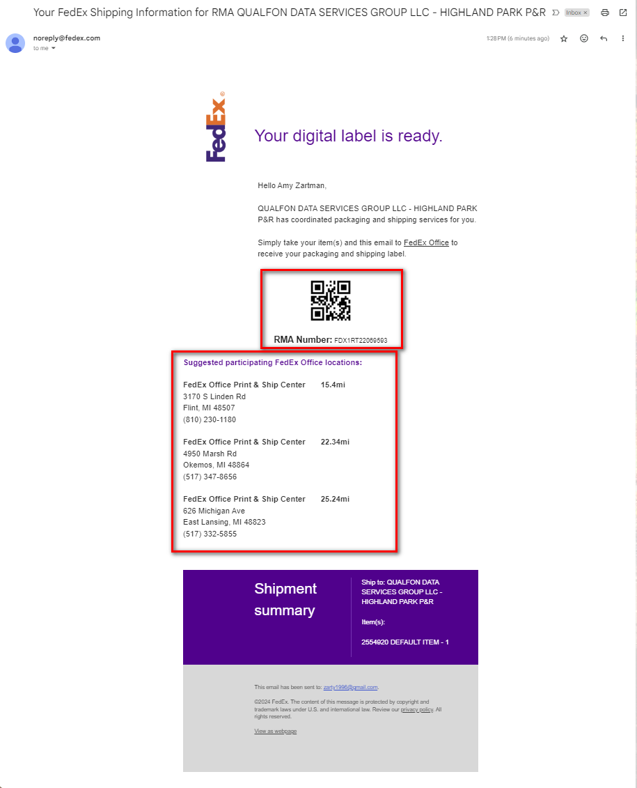 Return Label Request (US) | Qualfon Support