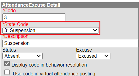 NC Attendance Code Setup | NCSIS